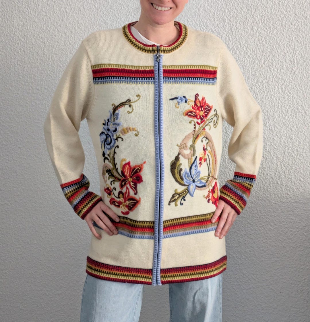 Cardigan Vrikke Pure New Wool Made in Norway Woolmark Sweater Folklore ...