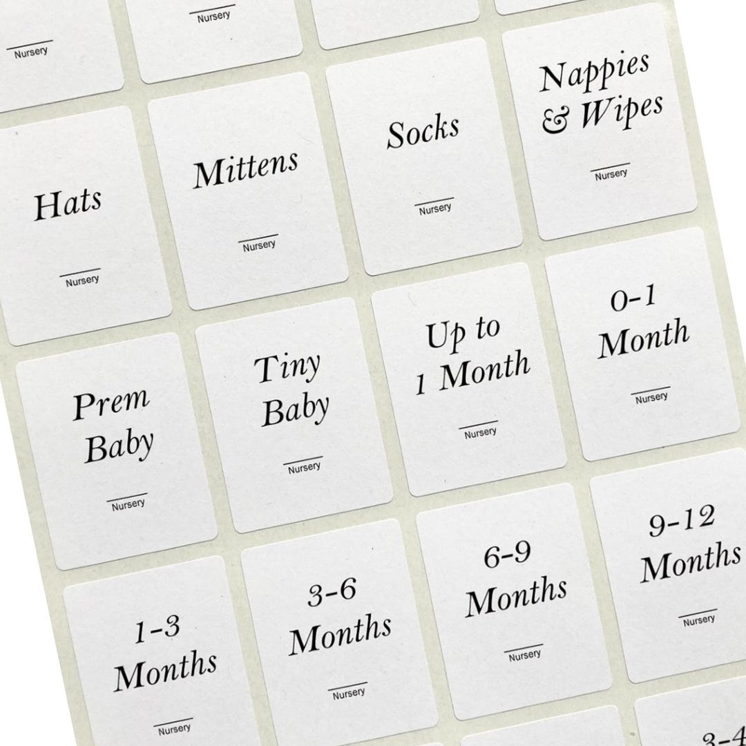 20pk Nursery Organisation Labels | Baby Clothes | New Baby | Home Decor ...