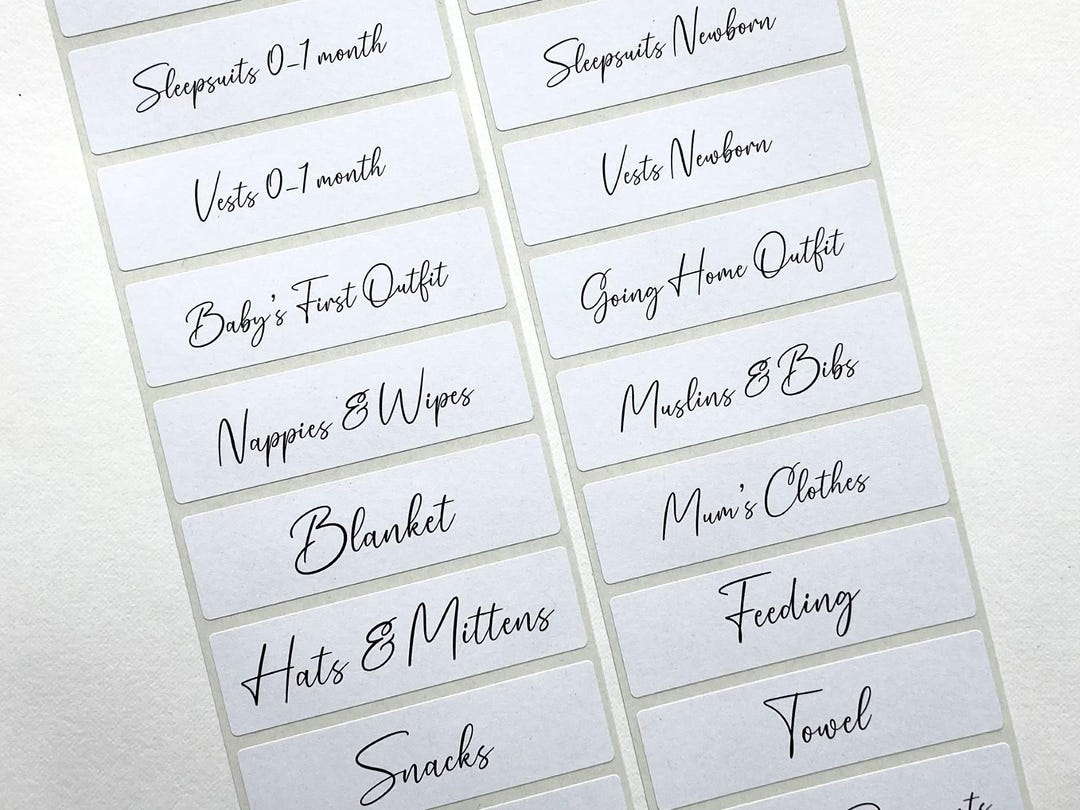 4-36pk Personalised Hospital Bag Organiser Labels | Maternity Bag ...