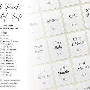20pk Nursery Organisation Labels | Baby Clothes | New Baby | Home Decor ...