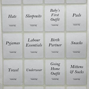 4-36pk Personalised Hospital Bag Organiser Labels | Maternity Bag ...