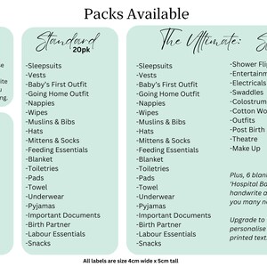 4-36pk Personalised Hospital Bag Organiser Labels | Maternity Bag ...