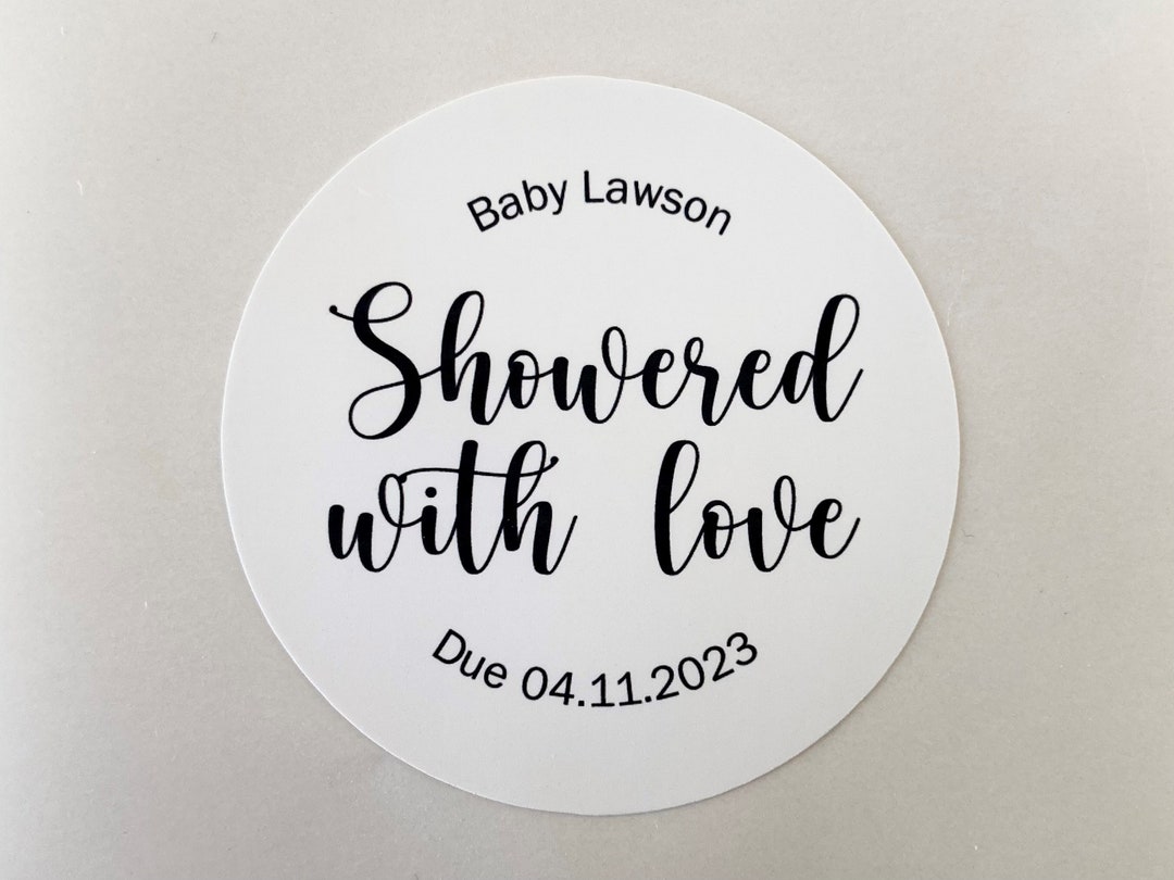 6-24pk Baby Shower Stickers Labels Showered With Love New Baby ...