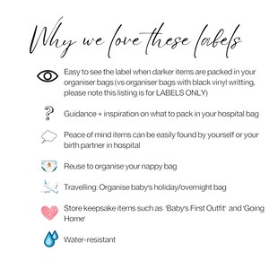 4-36pk Personalised Hospital Bag Organiser Labels | Maternity Bag ...