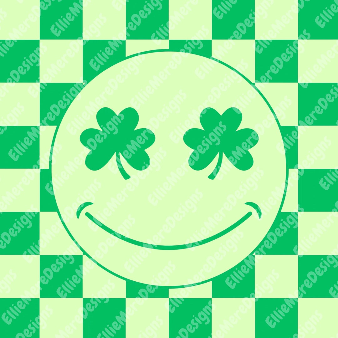 PNG SVG St Patrick’s Day Retro Smiley Face, Shamrock Digital Download ...