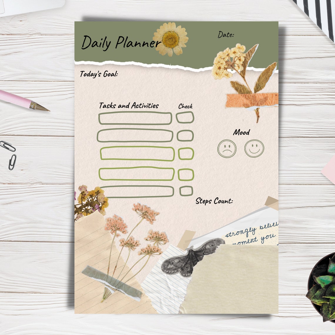 Digital Printable Daily Planner Download Immediately Daily Teen Floral ...