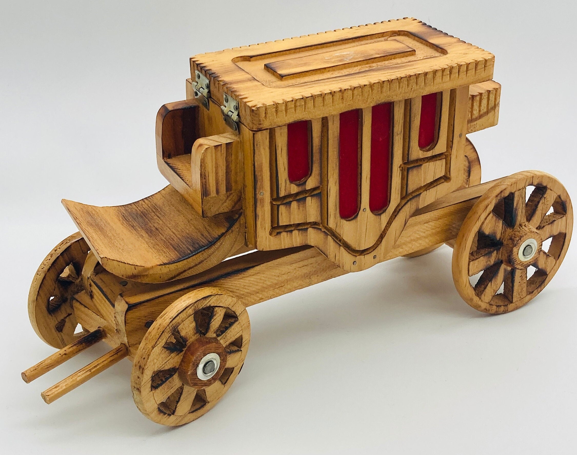 Vintage Stagecoach Handmade Wood Western Cowboy Wheels Turn Brown - Etsy