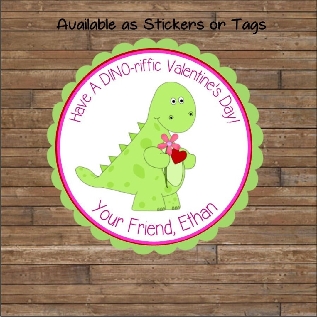 Dino-riffic Valentine Stickers or Labels Dinosaur Valentines - Etsy