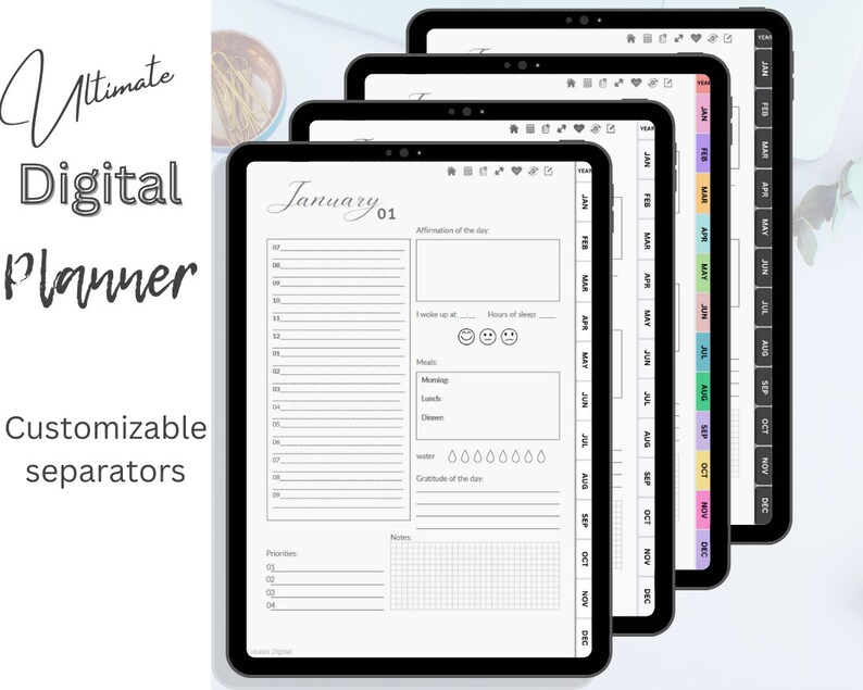 Minimalist Digital Planner 2024 Customizable 2024 Digital - Etsy
