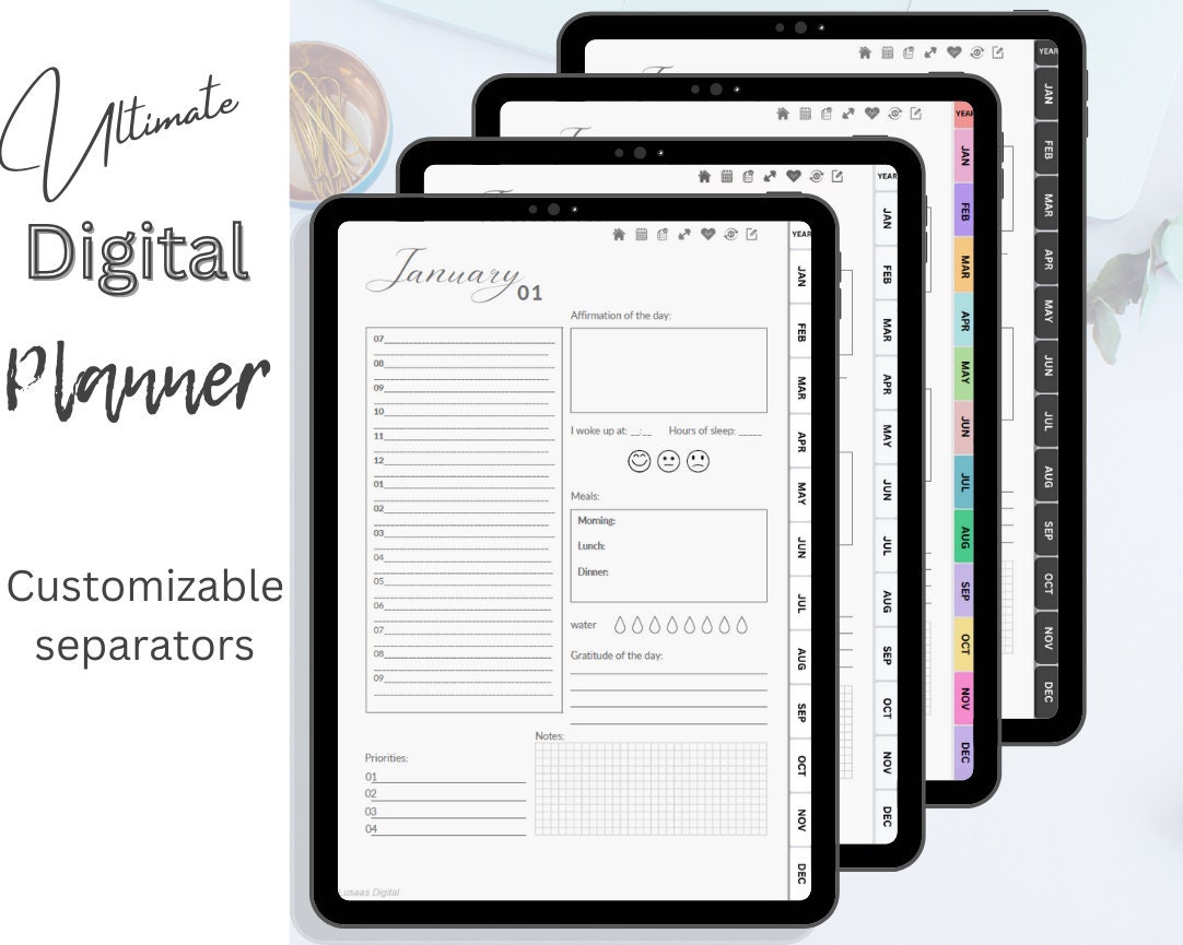 Minimalist Digital Planner 2024 Customizable 2024 Digital - Etsy