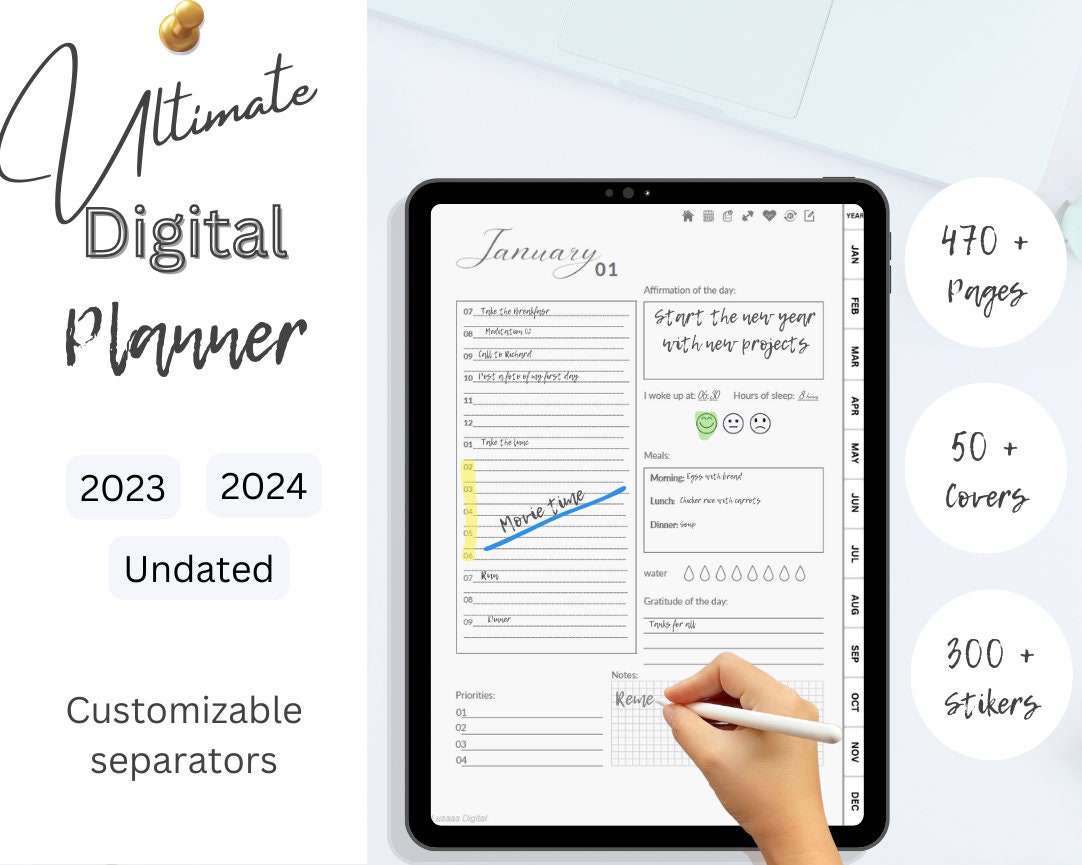 Minimalist Digital Planner 2024 Customizable 2024 Digital - Etsy