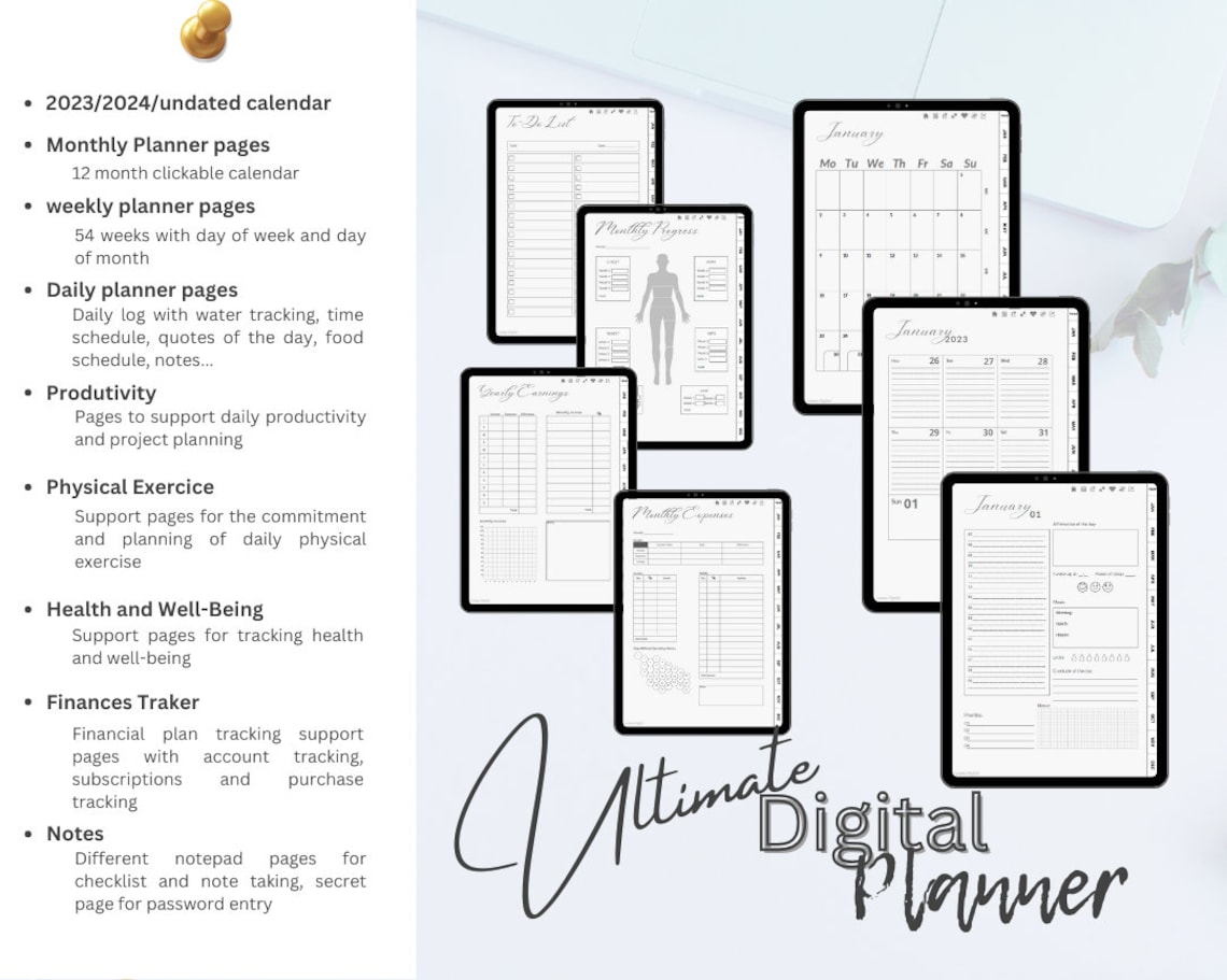 Minimalist Digital Planner 2024 Customizable 2024 Digital - Etsy