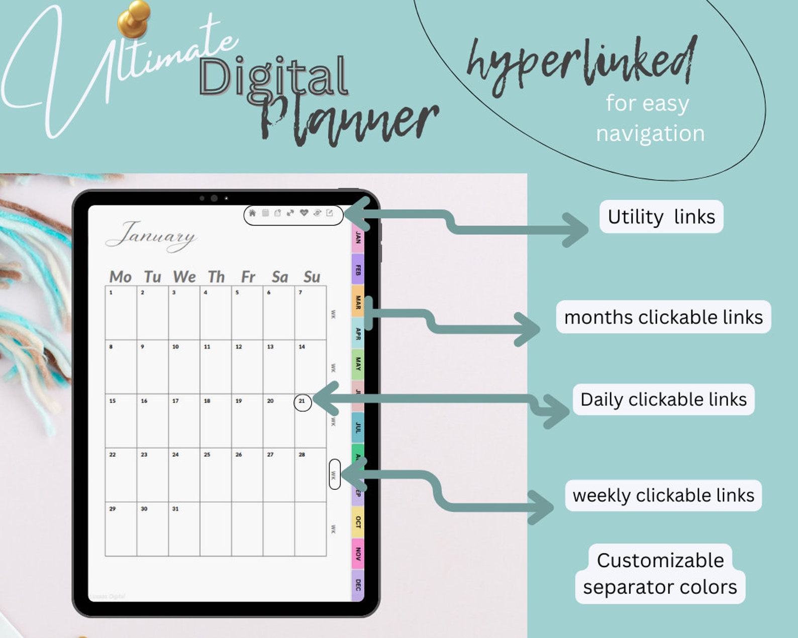 Interactive Digital Planner 2024, Goodnotes Compatible Planner ...
