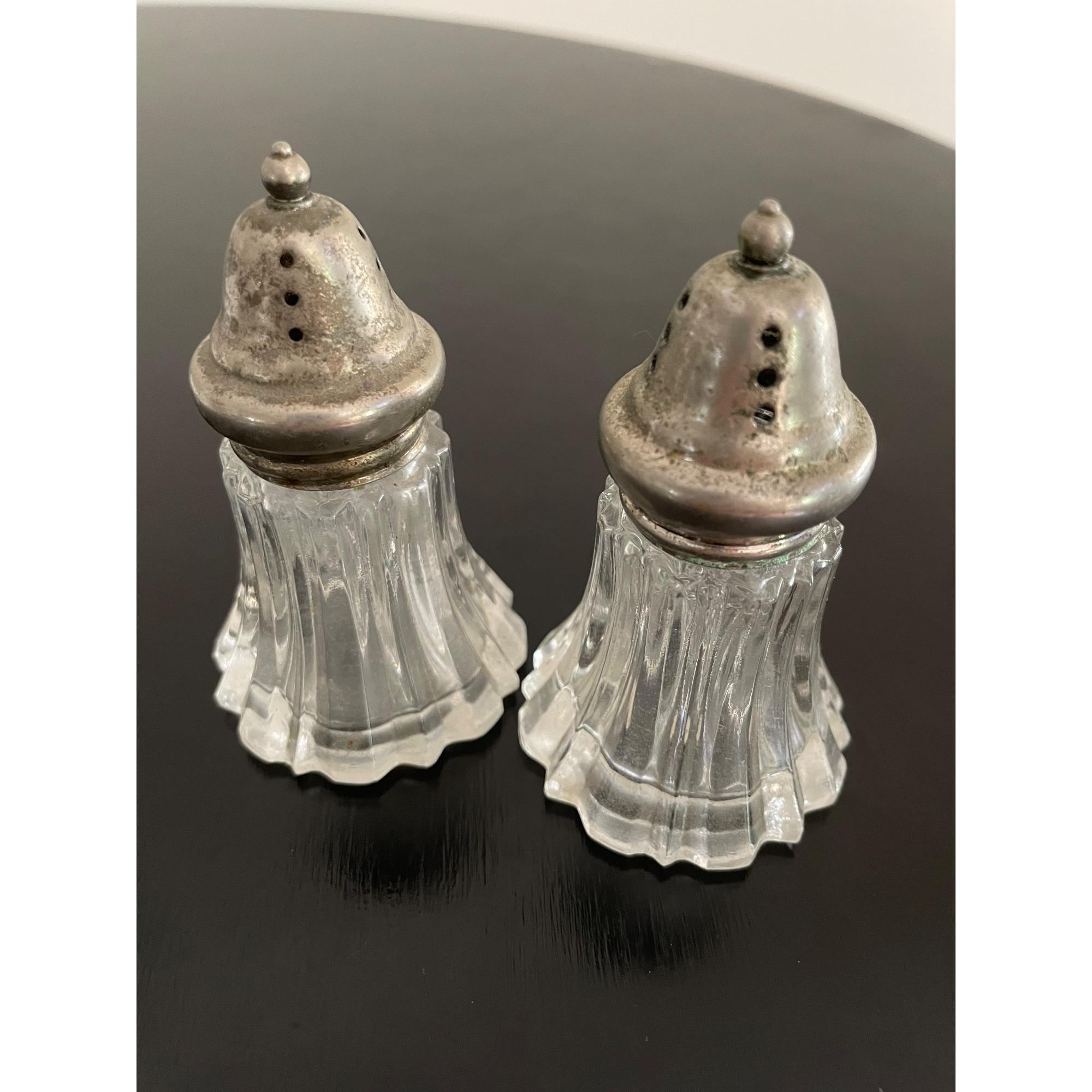 Vintage Glass & Silver Salt and Pepper Shakers Antique - Etsy