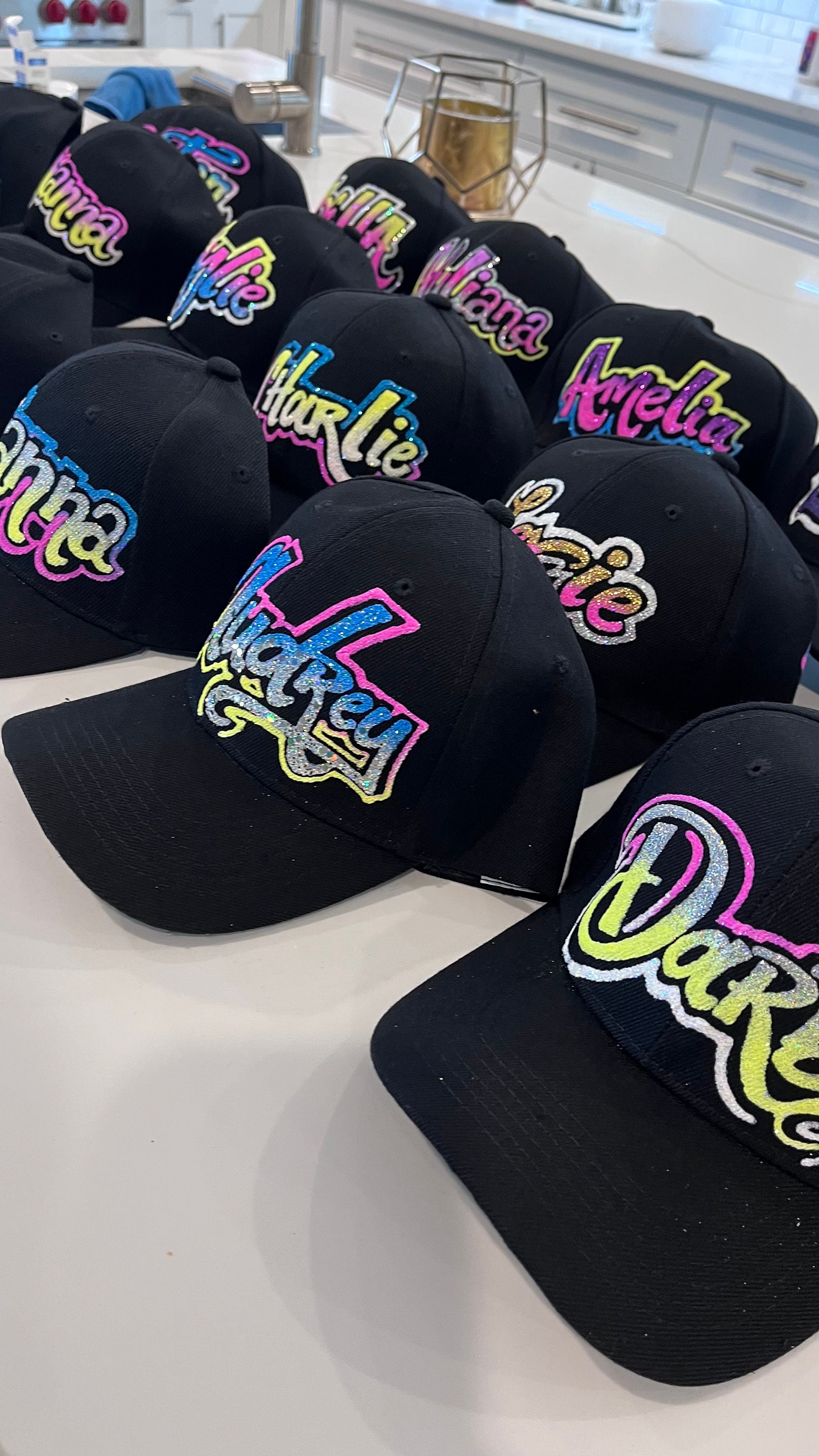 Custom Hand Painted Glitter Hat, Personalized Hat, Custom Caps, 3D ...