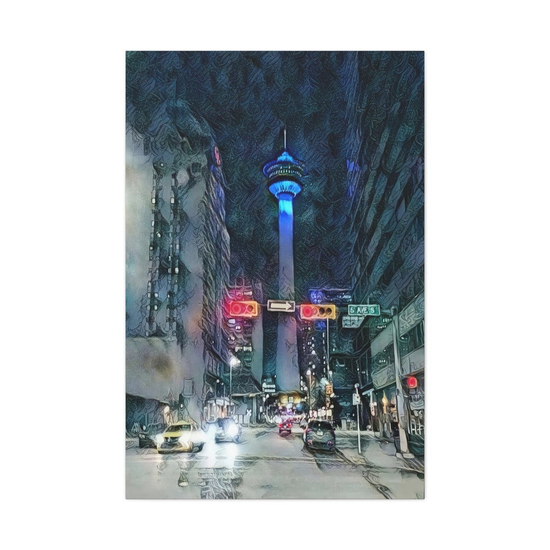 Tower in Blue, Calgary Tower, Calgary, Alberta, Canada, Calgary Poster ...