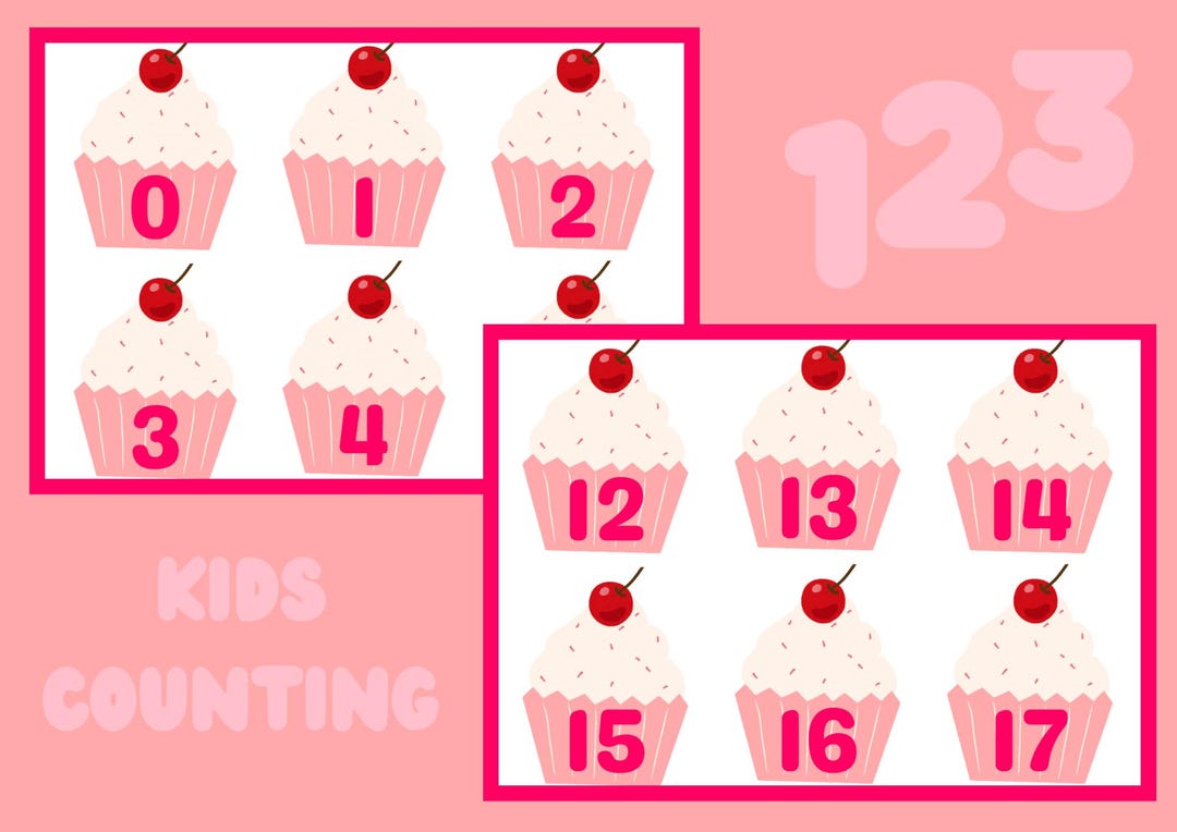 Kids Printable Cupcake Counting Numbers 0-30 | Preschool & Kindergarten ...