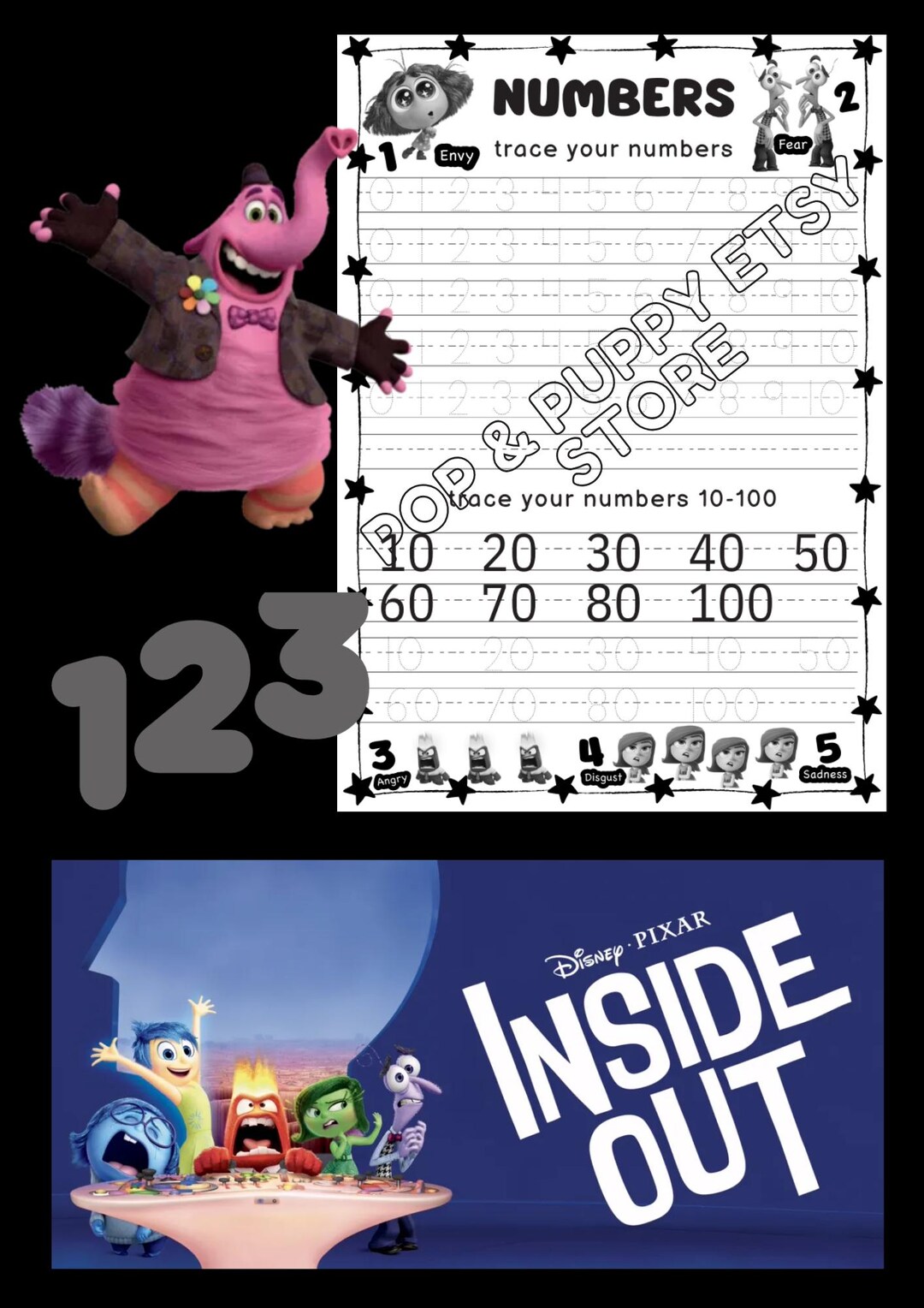Kids A4 Printable Inside Out Number Tracing | 1-100 Writing Practice ...