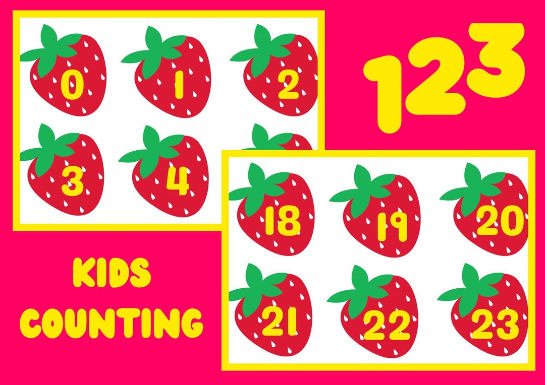 Kids Printable Strawberry Counting Numbers 0-30 | Preschool ...