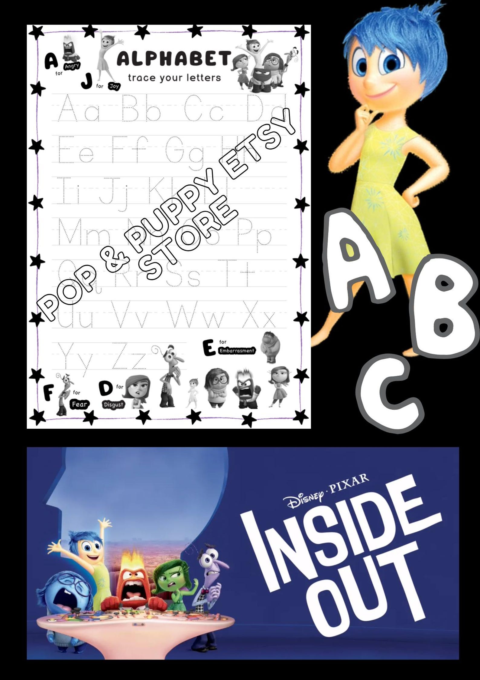 Kids A4 Printable Inside Out Alphabet Tracing Worksheet | Letter ...