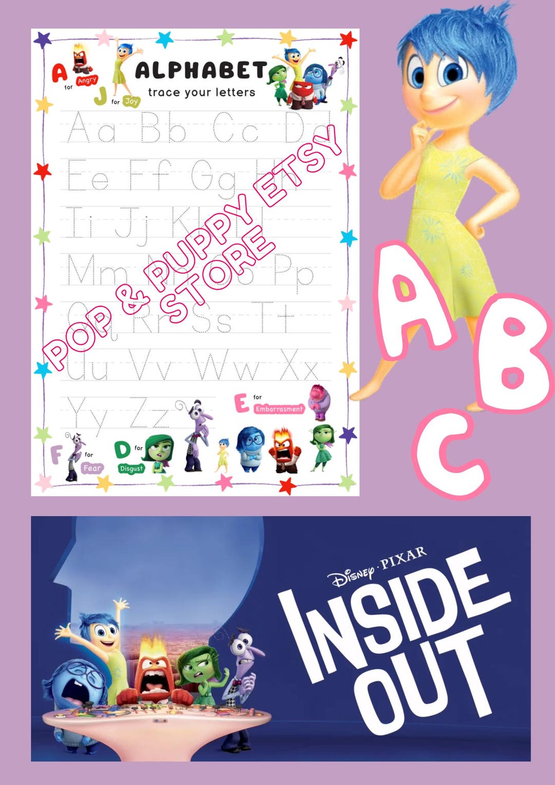 Kids A4 Printable Inside Out Alphabet Tracing Worksheet | Letter ...