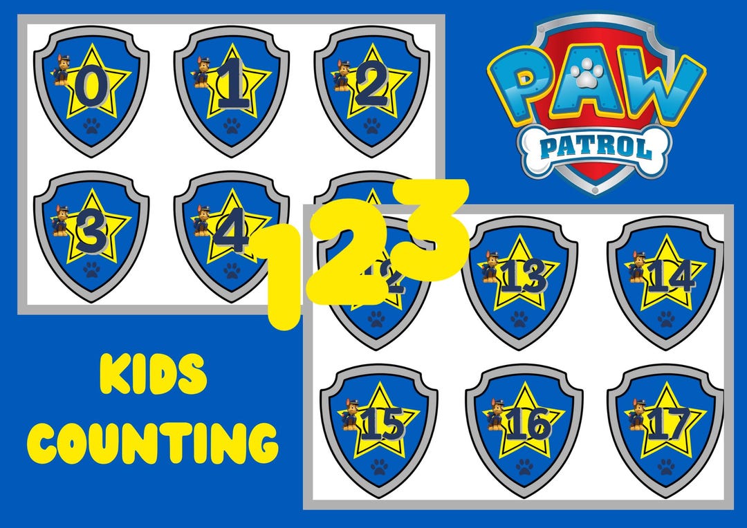 Kids Paw Patrol Chase Counting Activity | Numbers 0-30 | Printable ...