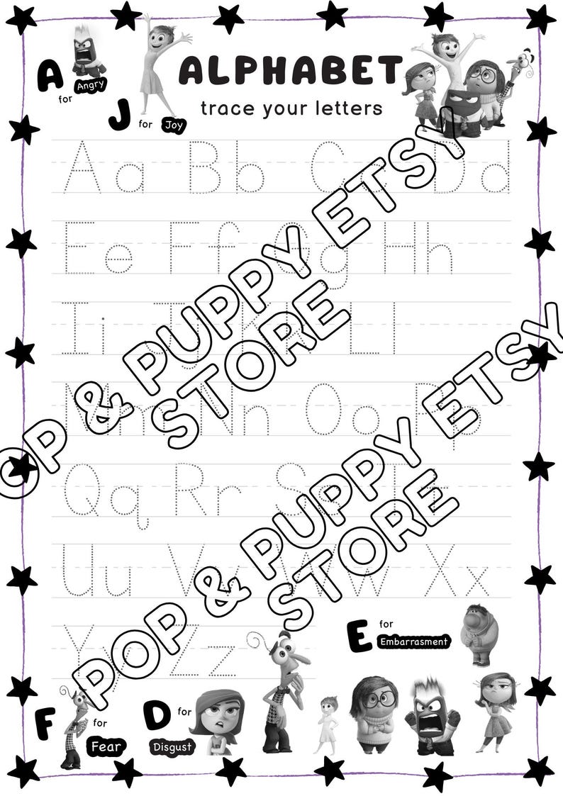 Kids A4 Printable Inside Out Alphabet Tracing Worksheet | Letter ...