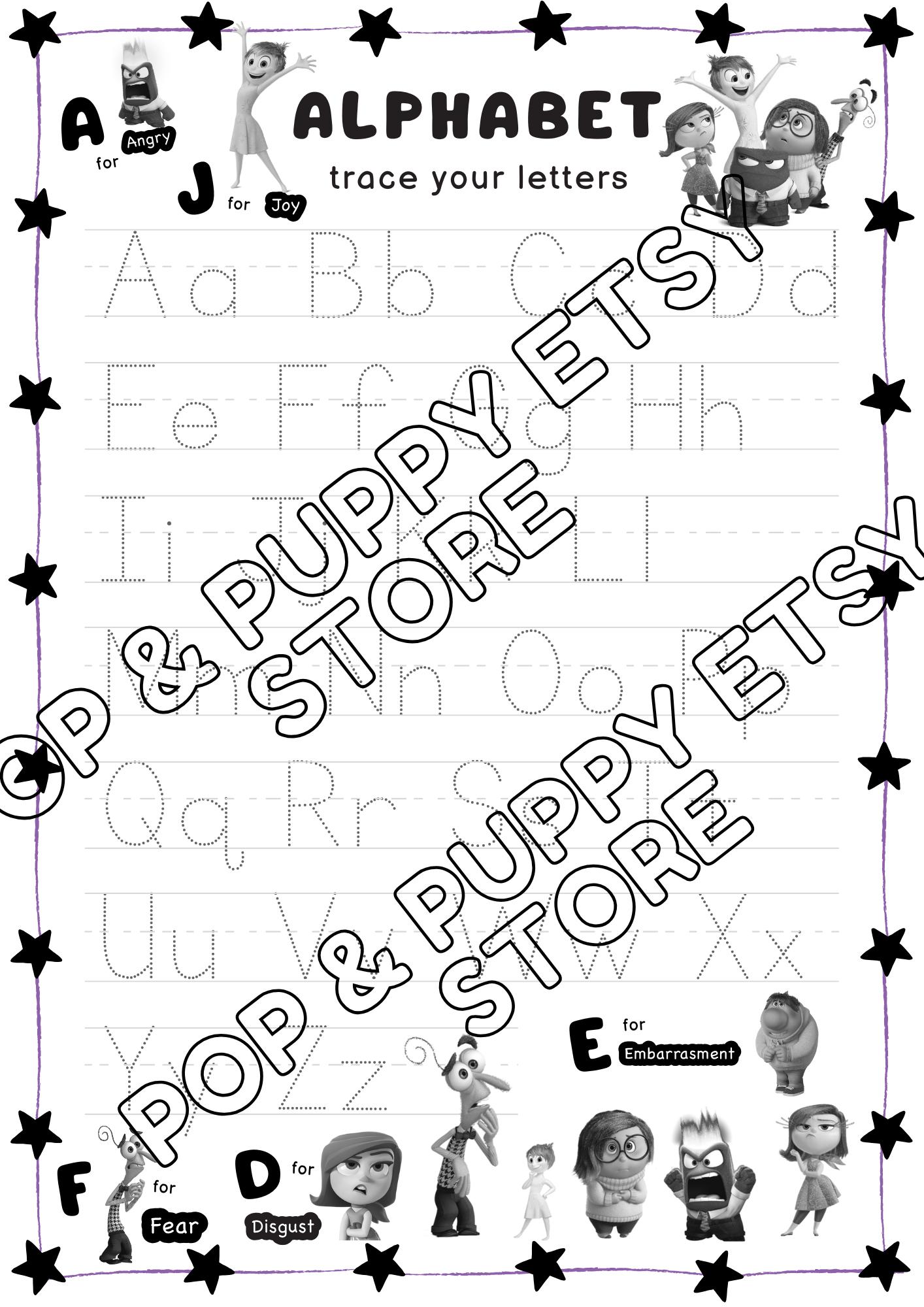 Kids A4 Printable Inside Out Alphabet Tracing Worksheet | Letter ...