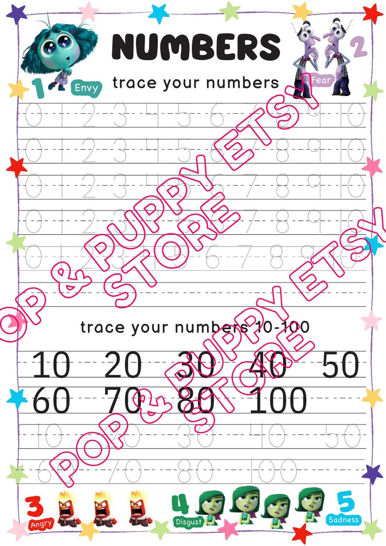 Kids A4 Printable Inside Out Number Tracing | 1-100 Writing Practice ...