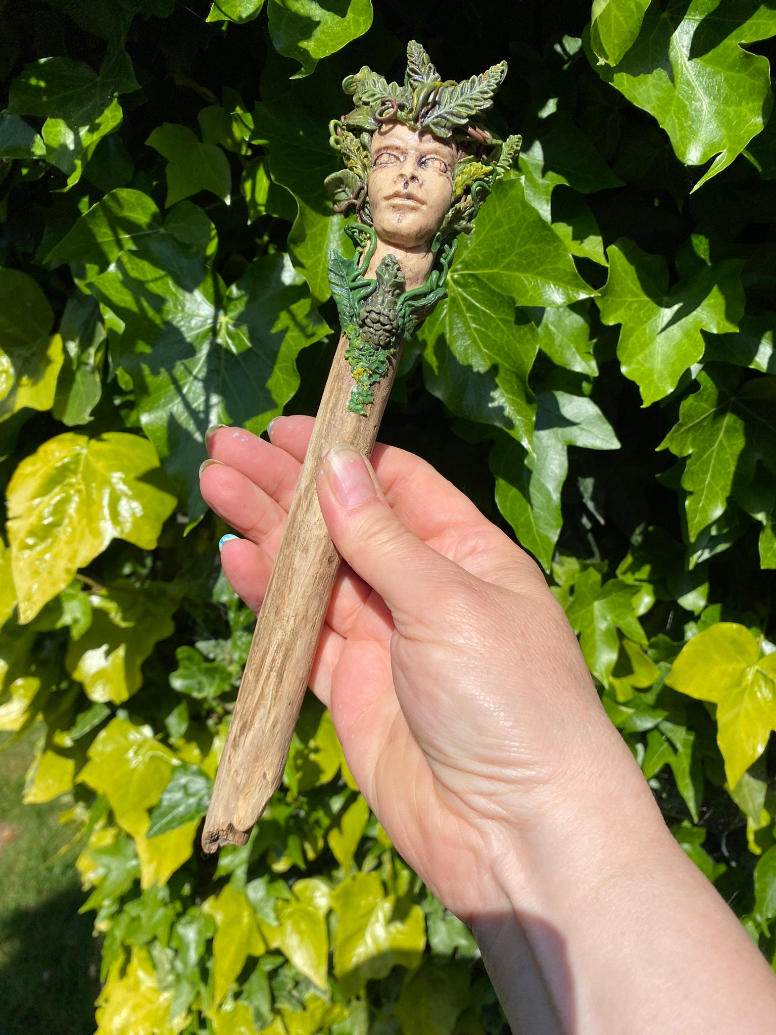 Hand Sculpted Celtic Forest Goddess Talking Stick Wand Ideal for Group ...