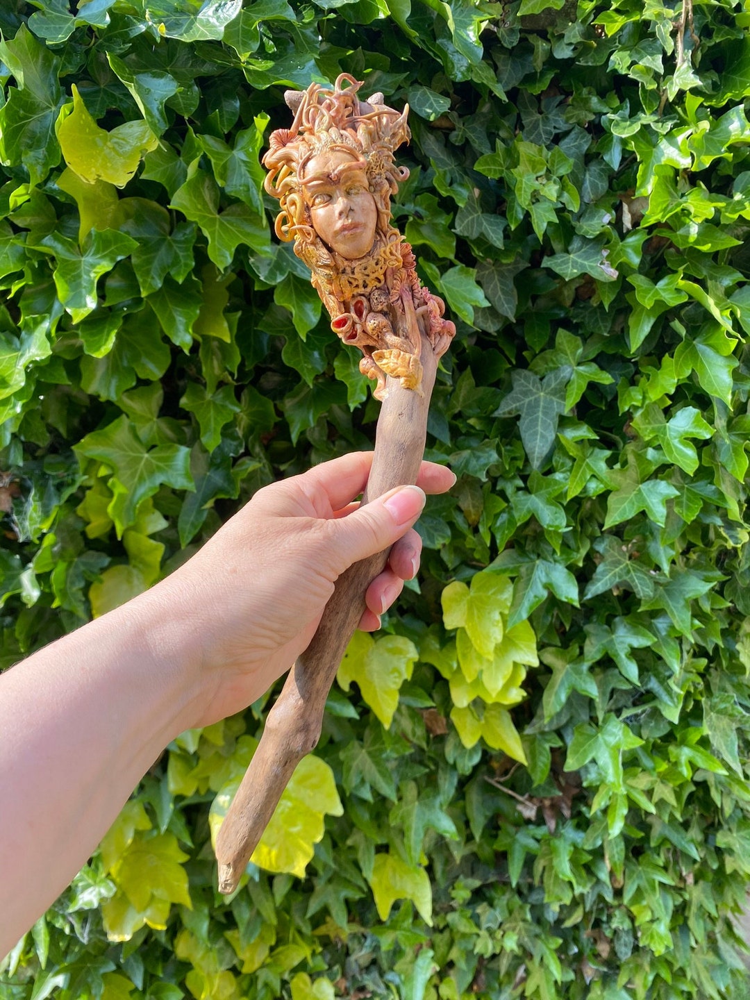 Autumn Nature Sculpted Goddess Wand Talking Stick - Etsy