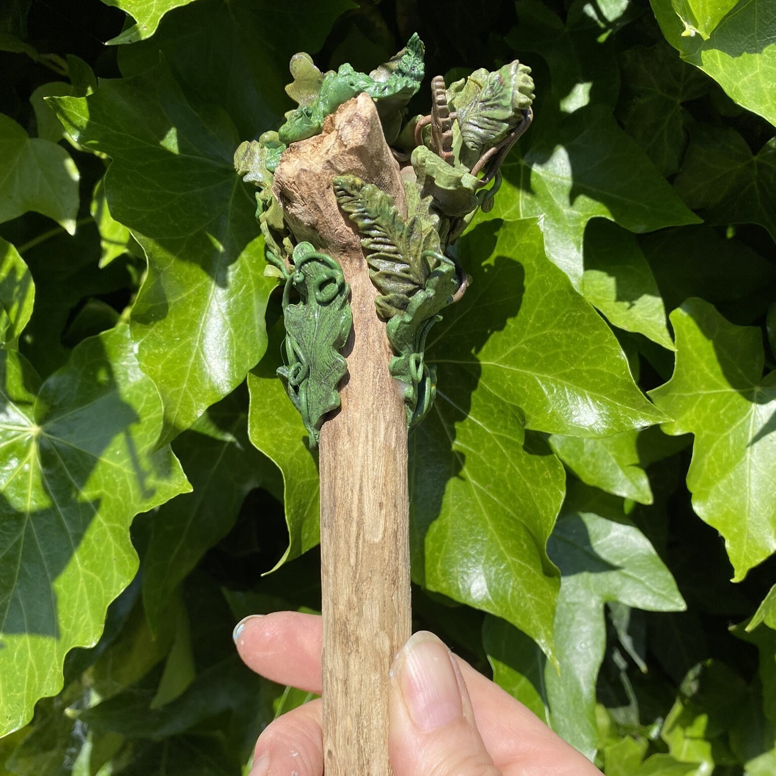 Hand Sculpted Celtic Forest Goddess Talking Stick Wand Ideal for Group ...