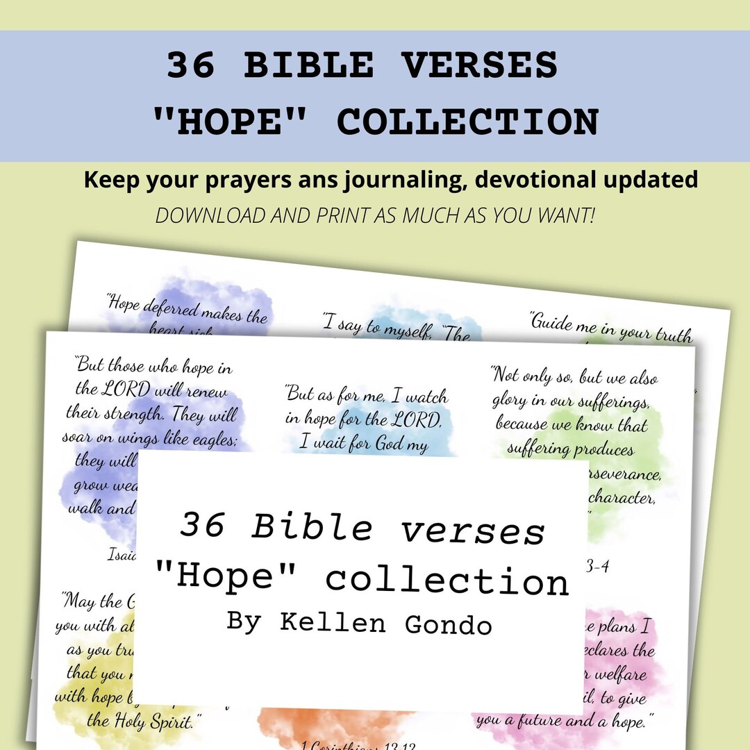 Digital Printable Coloured Bible HOPE Quotes, Bible Journal, Prayer ...