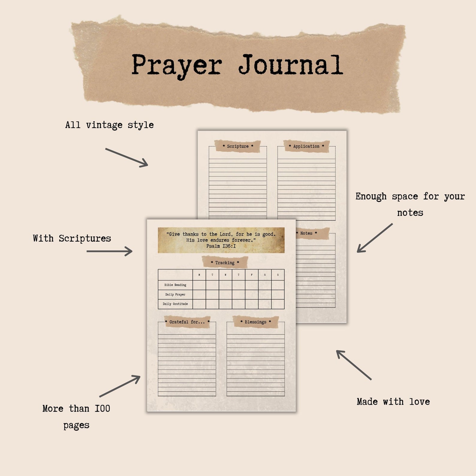 Printable Prayer Journal With Scriptures, Notes Taking Space and ...