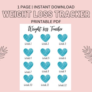 12 Week Weight Loss Tracker| Printable Weigh-in Tracker | Turquoise - Etsy