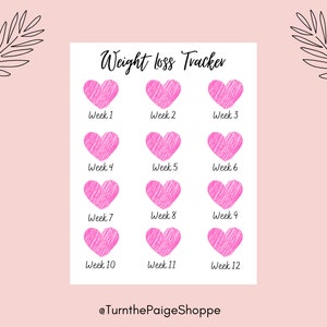 12 Week Weight Loss Tracker| Printable Weigh-in Tracker | Pink - Etsy