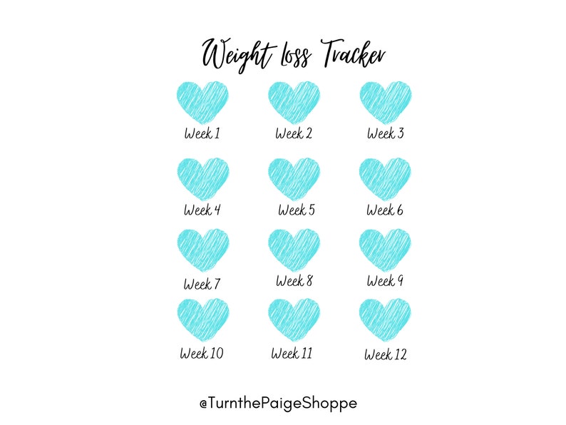 12 Week Weight Loss Tracker Printable Weigh-in Tracker Blue - Etsy