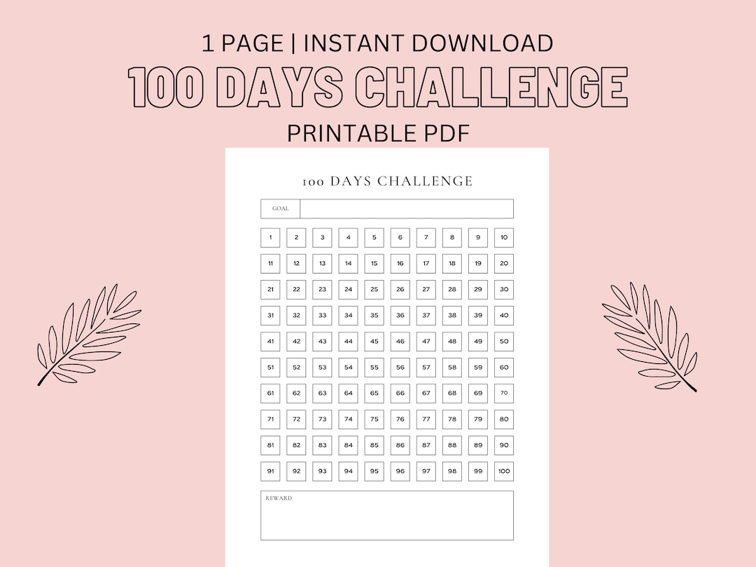 100 Days Challenge | Printable PDF - Etsy