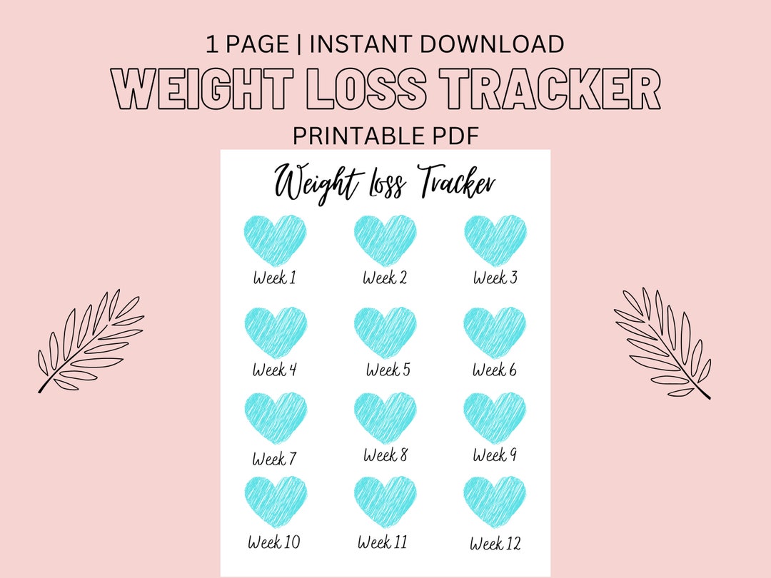 12 Week Weight Loss Tracker| Printable Weigh-in Tracker | Blue - Etsy