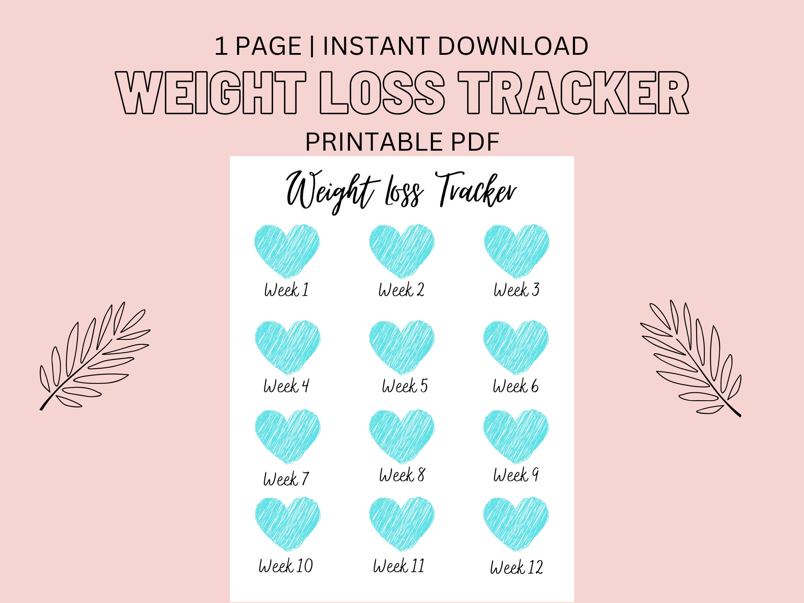 12 Week Weight Loss Tracker| Printable Weigh-in Tracker | Blue - Etsy