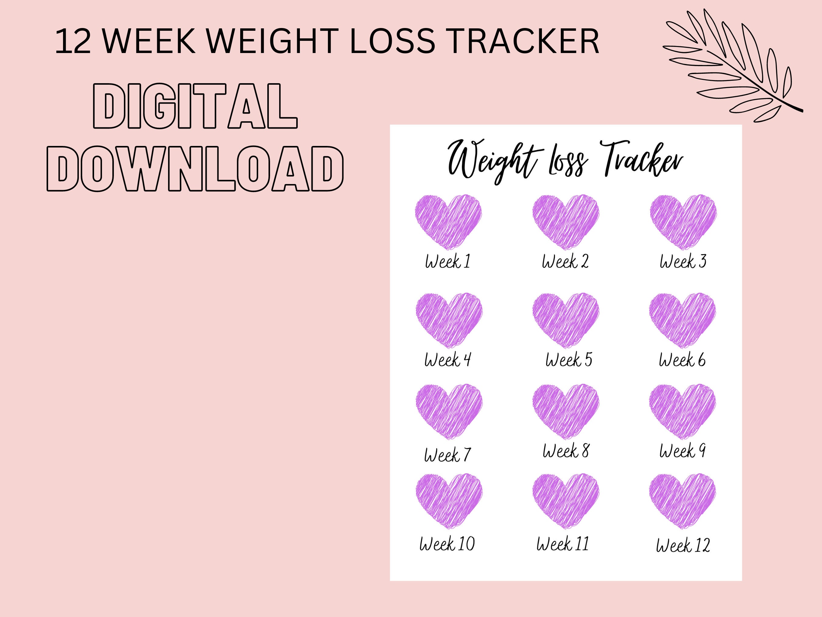 12 Week Weight Loss Tracker| Printable Weigh-in Tracker | Purple - Etsy