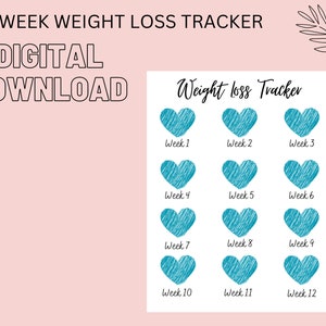 12 Week Weight Loss Tracker| Printable Weigh-in Tracker | Turquoise - Etsy