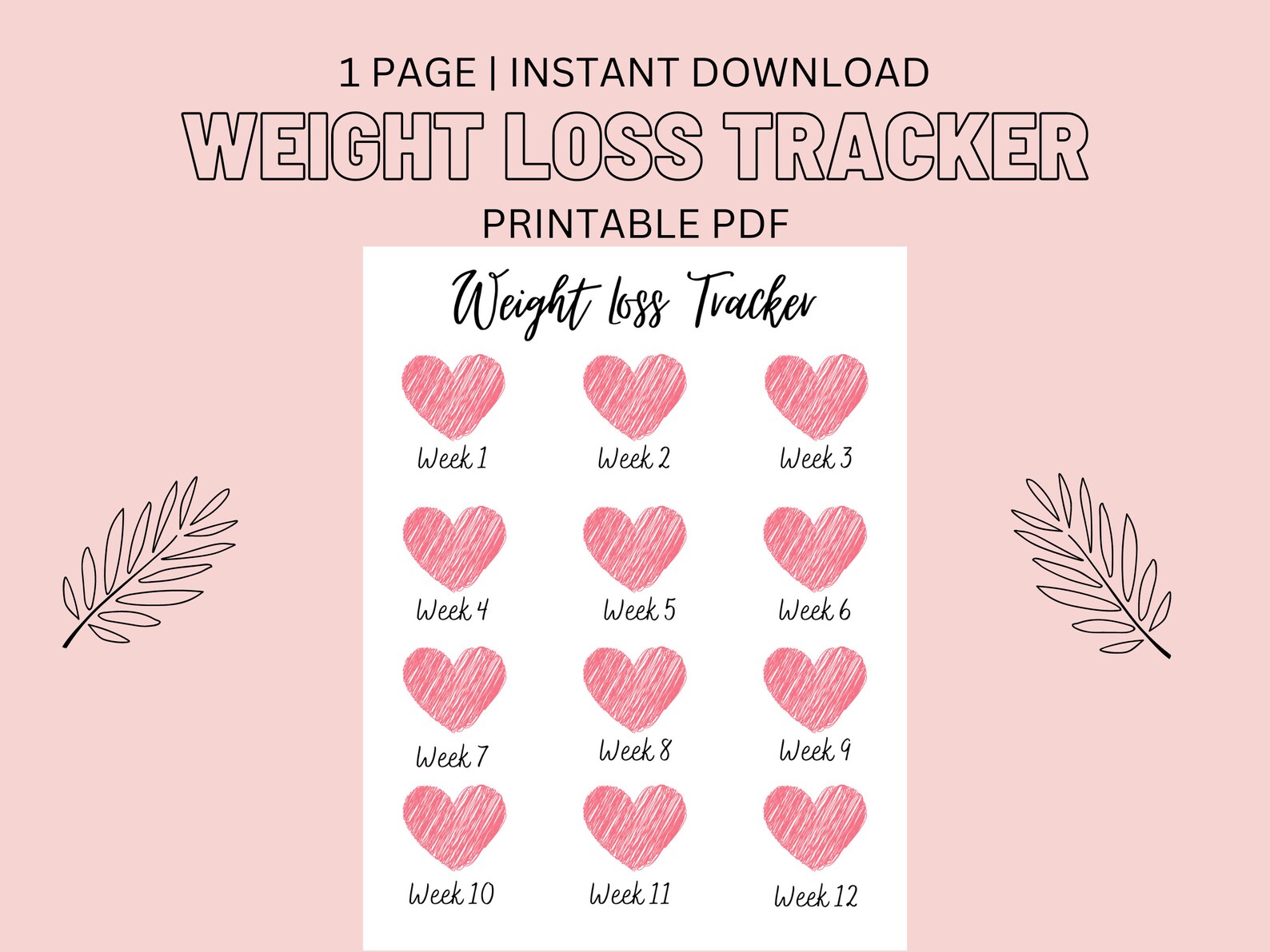 12 Week Weight Loss Tracker| Printable Weigh-in Tracker - Etsy