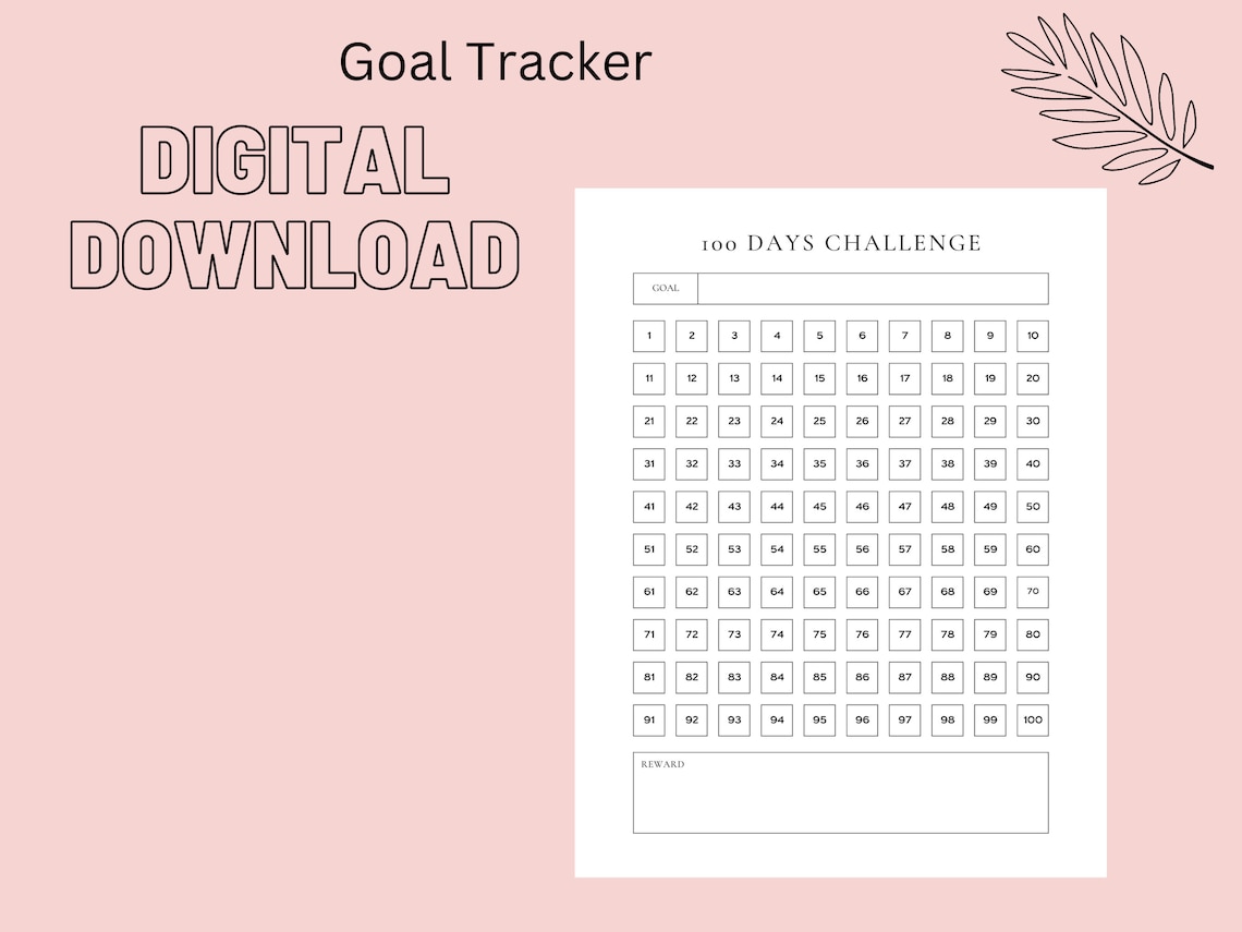 100 Days Challenge Printable PDF - Etsy
