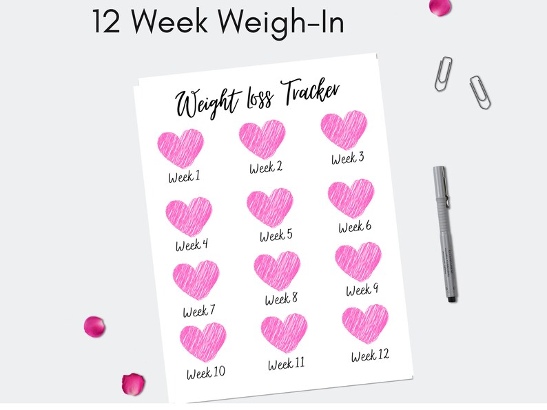 12 Week Weight Loss Tracker Printable Weigh-in Tracker Pink - Etsy