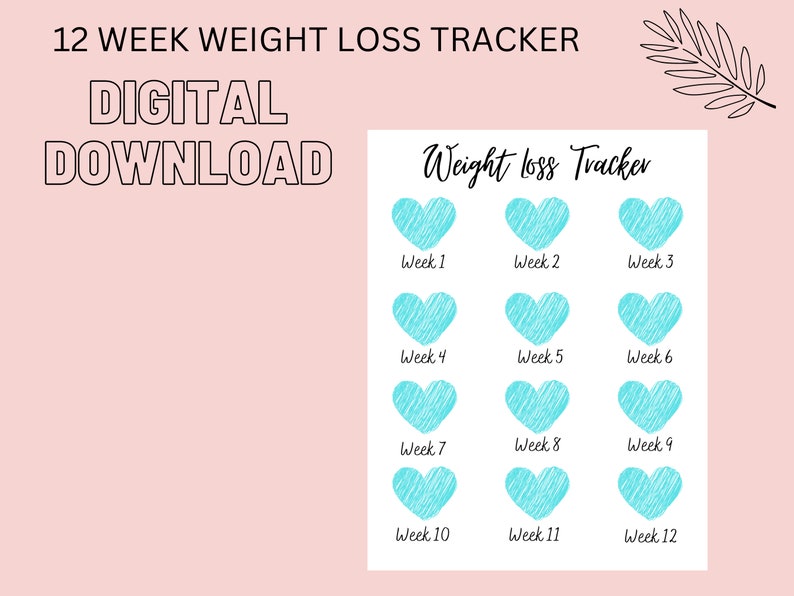 12 Week Weight Loss Tracker| Printable Weigh-in Tracker | Blue - Etsy