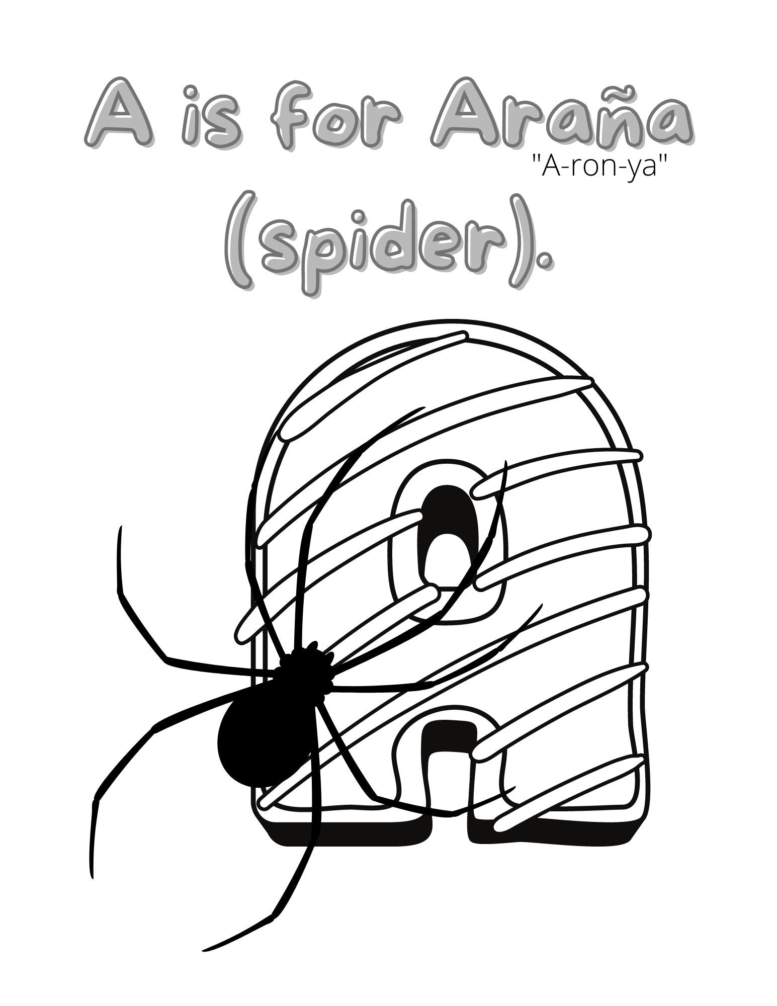 Learn Spanish Alphabet and Animals Coloring Book- Digital Download - Etsy