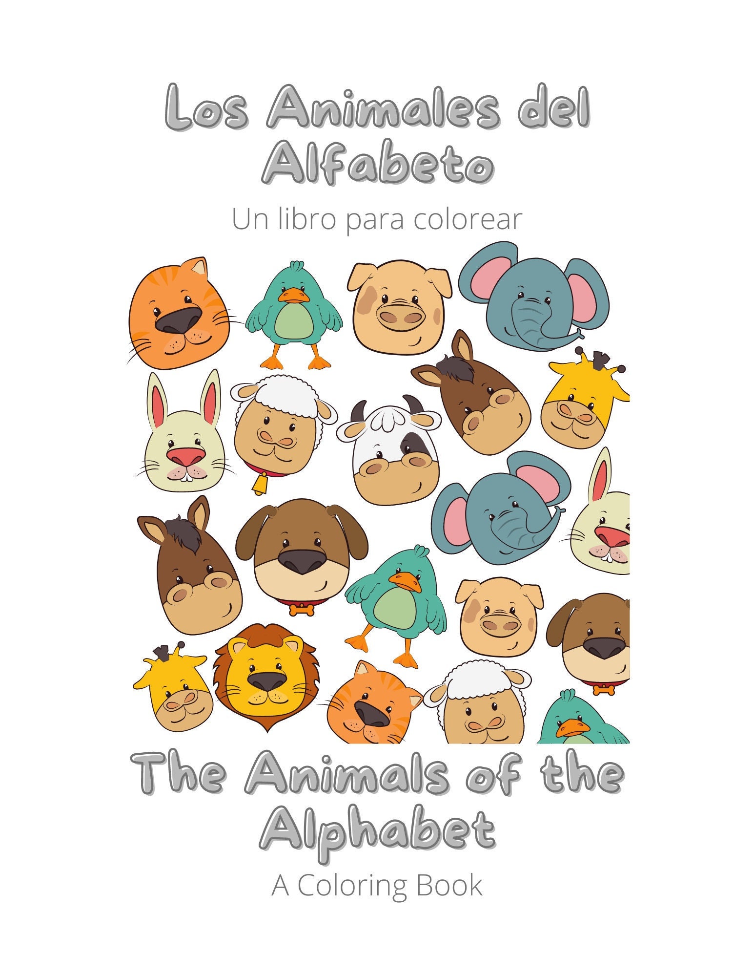 Learn Spanish Alphabet and Animals Coloring Book- Digital Download - Etsy