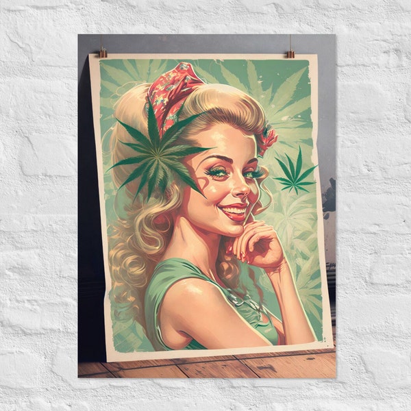 Vintage Weed Girl Poster - Etsy
