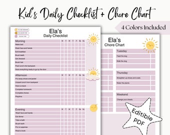 Kid's Daily Checklist | Editable School to Do List | Children's Planner ...